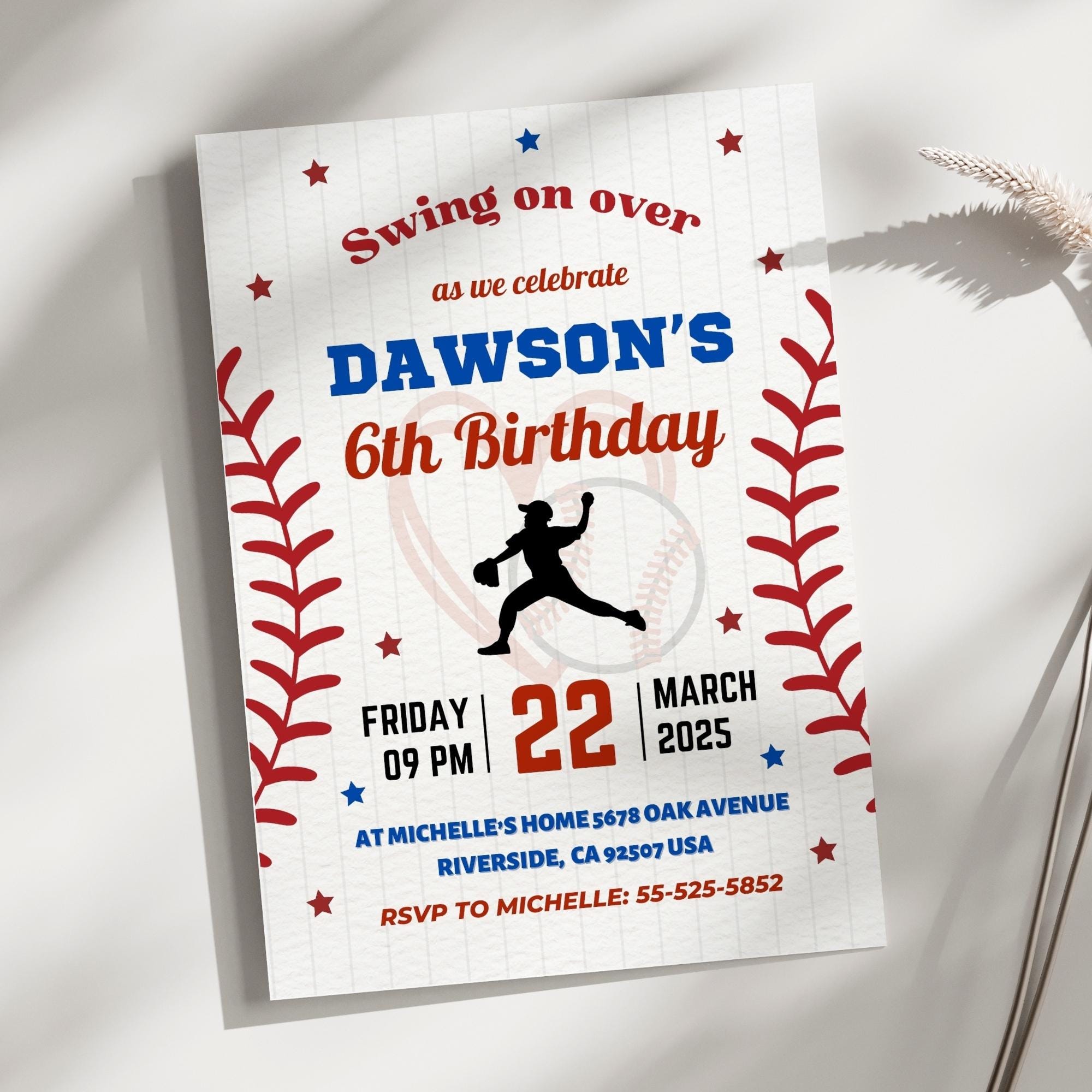 Editable Baseball Birthday Invitation, Baseball Party Invitation ...
