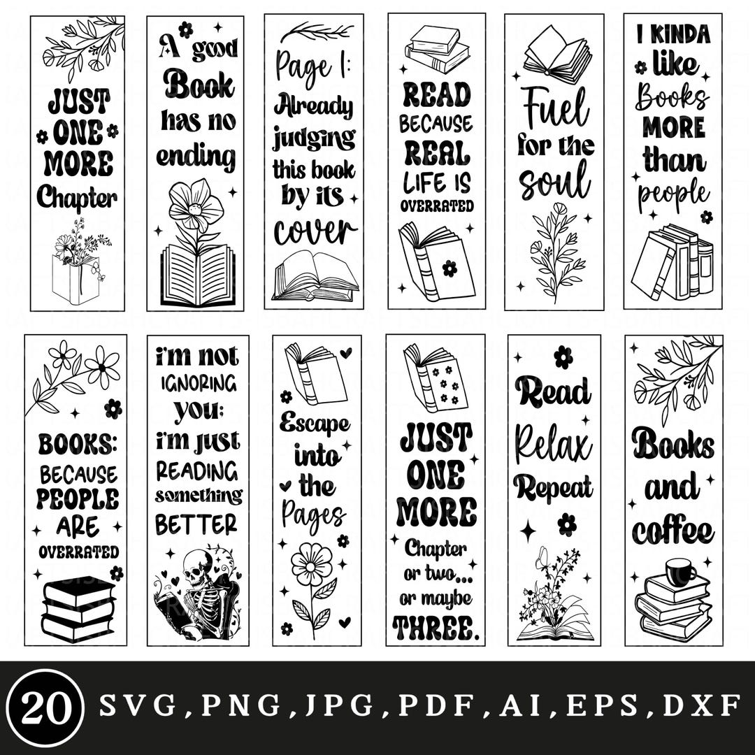 Buy Bookmark Svg Bundle, Bookmark Template Svg, Funny Bookmark Svg ...