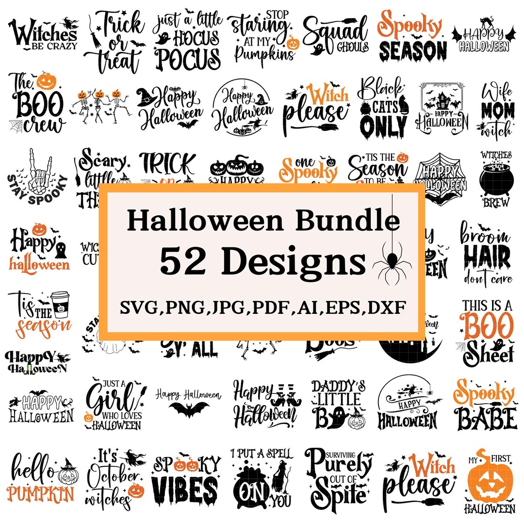 Halloween SVG Bundle, Spooky Quotes, Clipart (52 Files) - Etsy