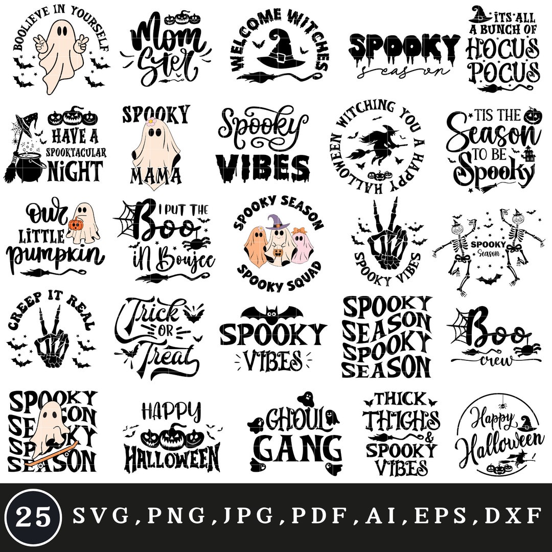 Halloween SVG Bundle, Spooky Quotes Clipart (digital Files) - Etsy