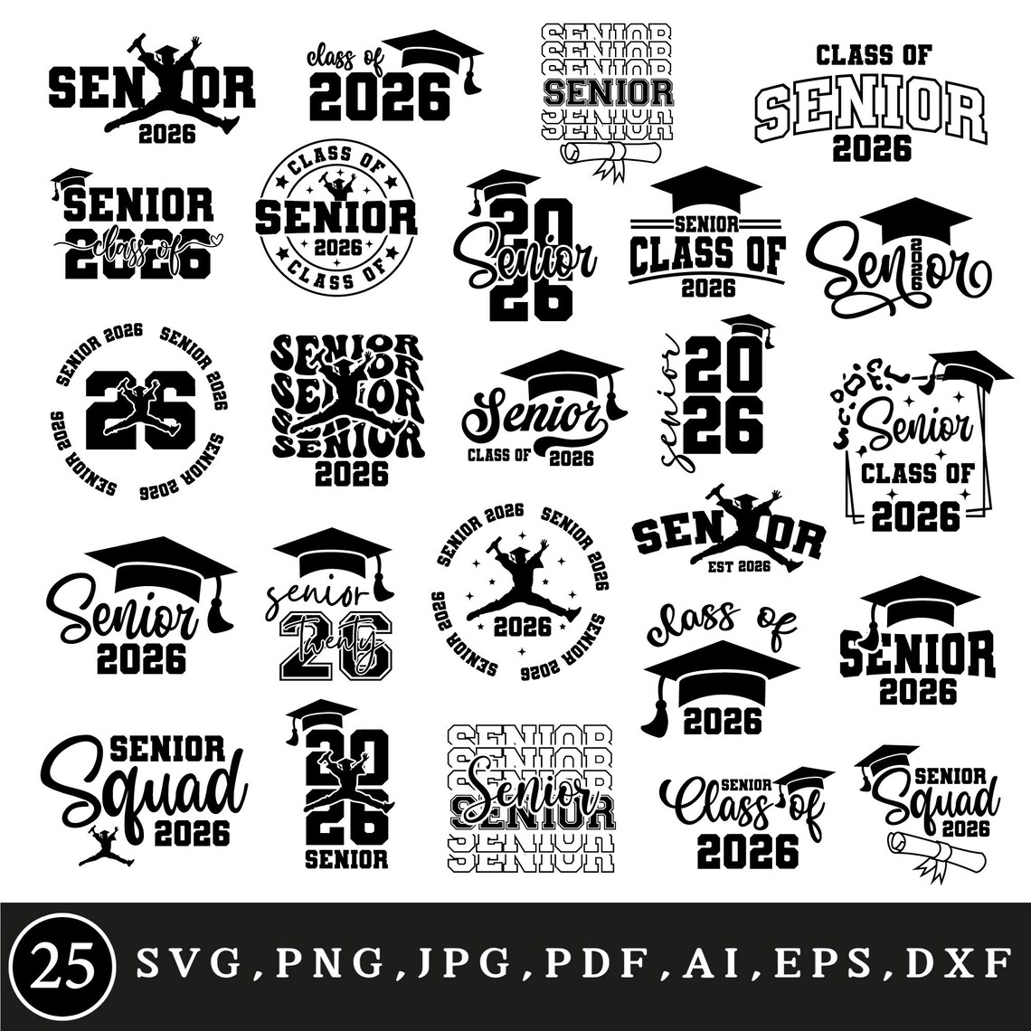 Senior Class of 2026 SVG PNG Bundle, Graduation Designs - Etsy Canada
