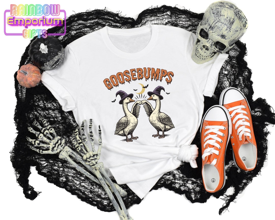 Goosebumps Geese Fist Bump | Spooky Pun Tee | Funny Halloween T-shirt ...