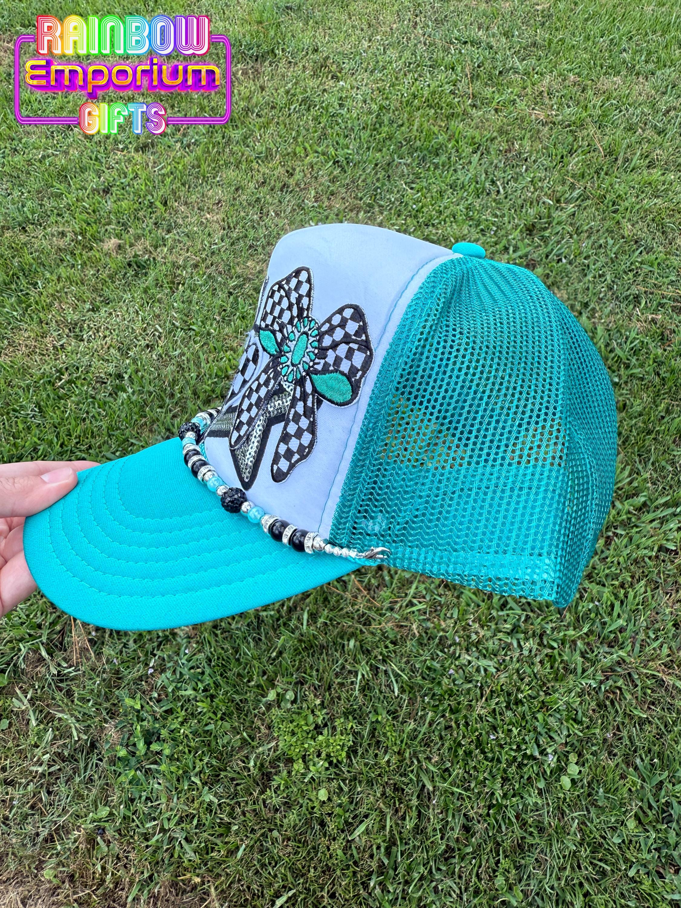 Checkered Bow Cow Skull Trucker Hat: Western Glam Rodeo Cap - Etsy