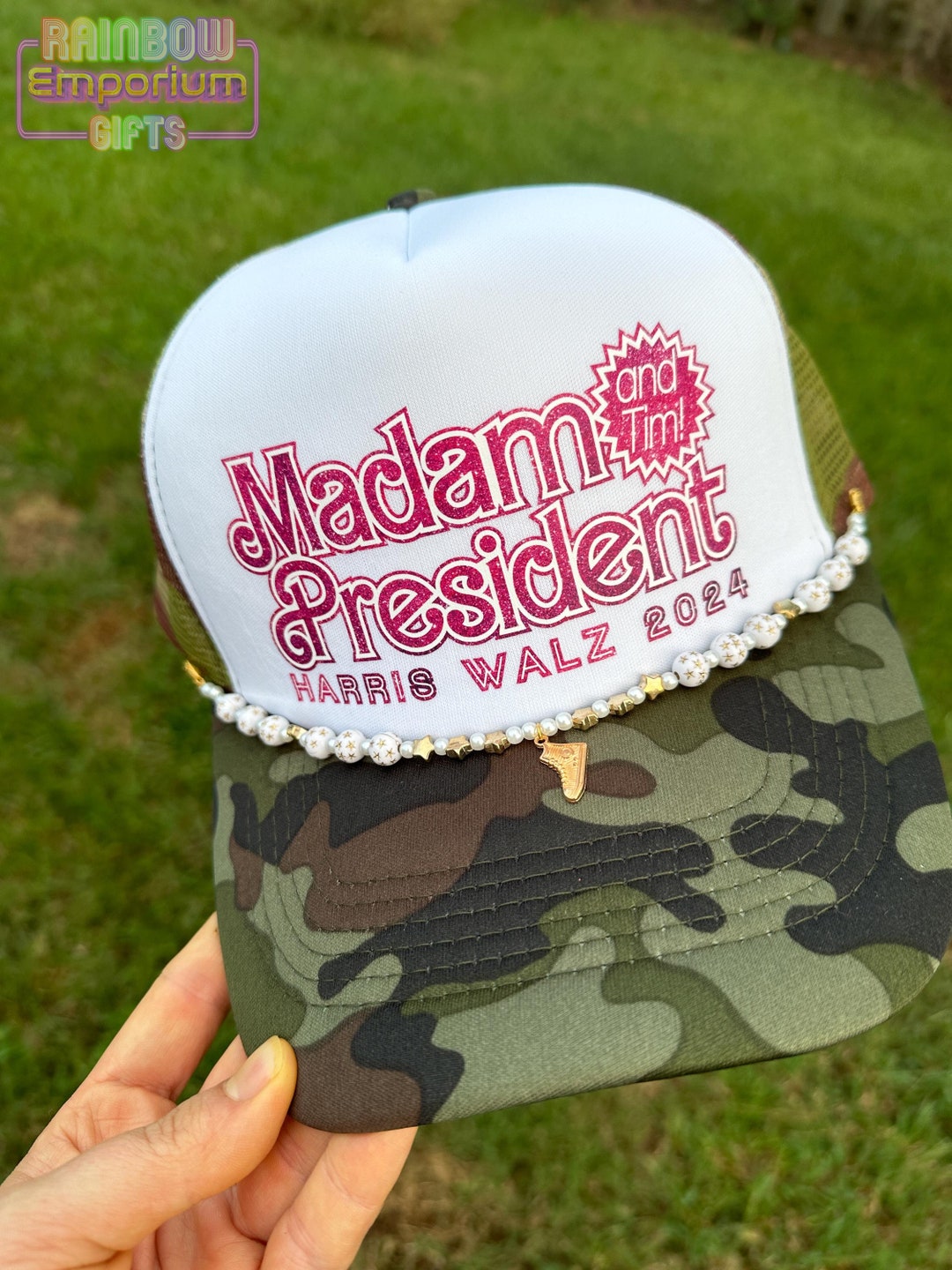 Madam President and Tim! | Harris Walz 24 Presidential Camo Trucker Hat ...