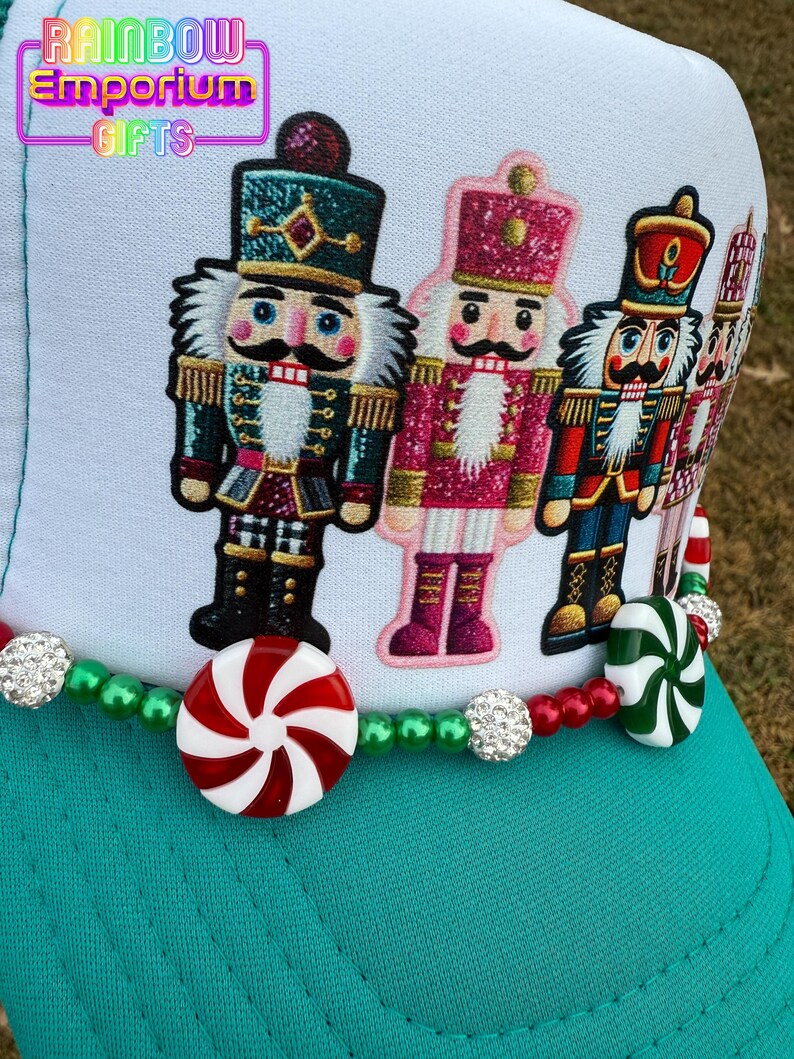 Nutcracker Christmas Faux Patch Print Trucker Hat With Candy Hat Chain ...