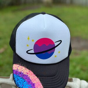 Bisexual Themed Hat With Glitter on the Brim Bisexual Pride - Etsy