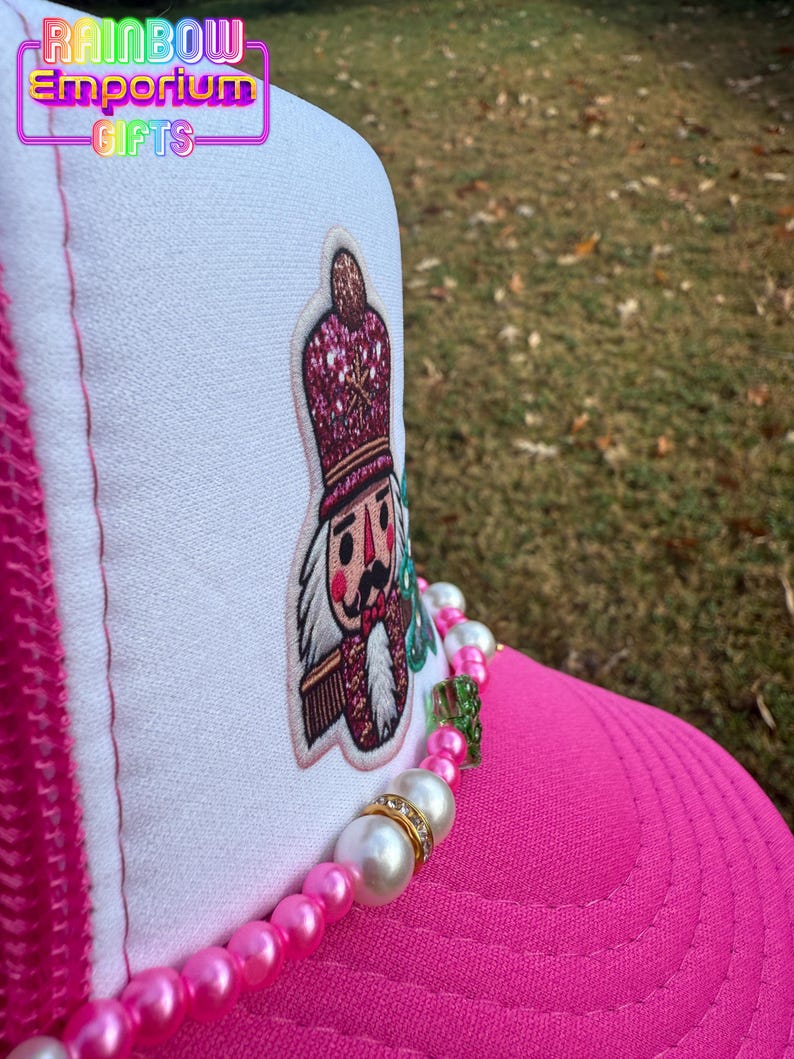 Pink Nutcracker Christmas Trucker Hat | Faux Patch Print Holiday Cap - Etsy
