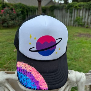 Bisexual Themed Hat With Glitter on the Brim Bisexual Pride - Etsy