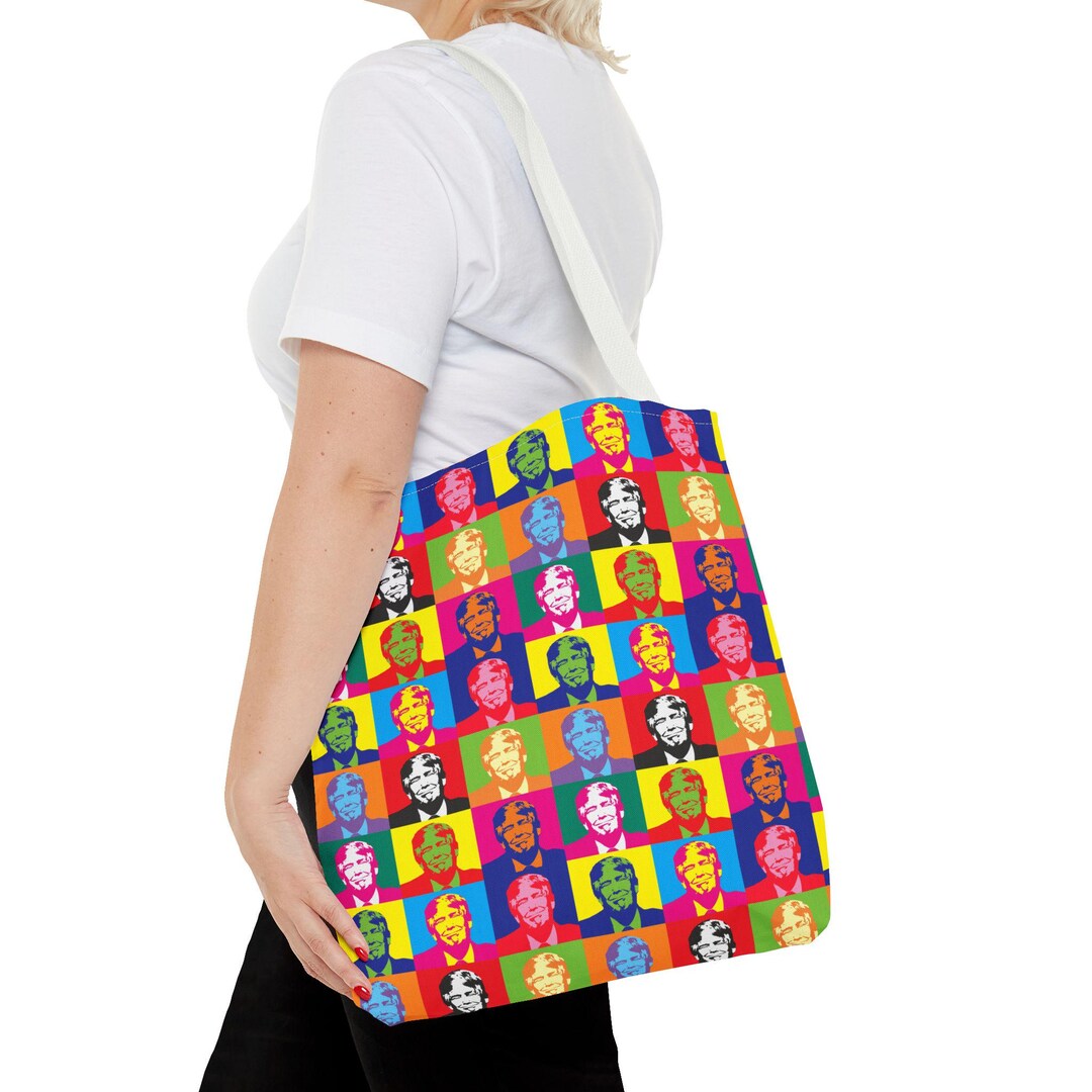 Pop Art Trump Smirk Tote Bag, Andy Warhol Inspired Design, Patriotic ...
