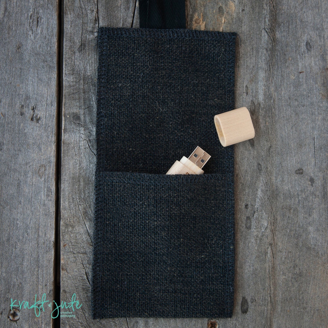 Linen Flash Drive Pouch USB Holder with Button and Jute Tie | Etsy