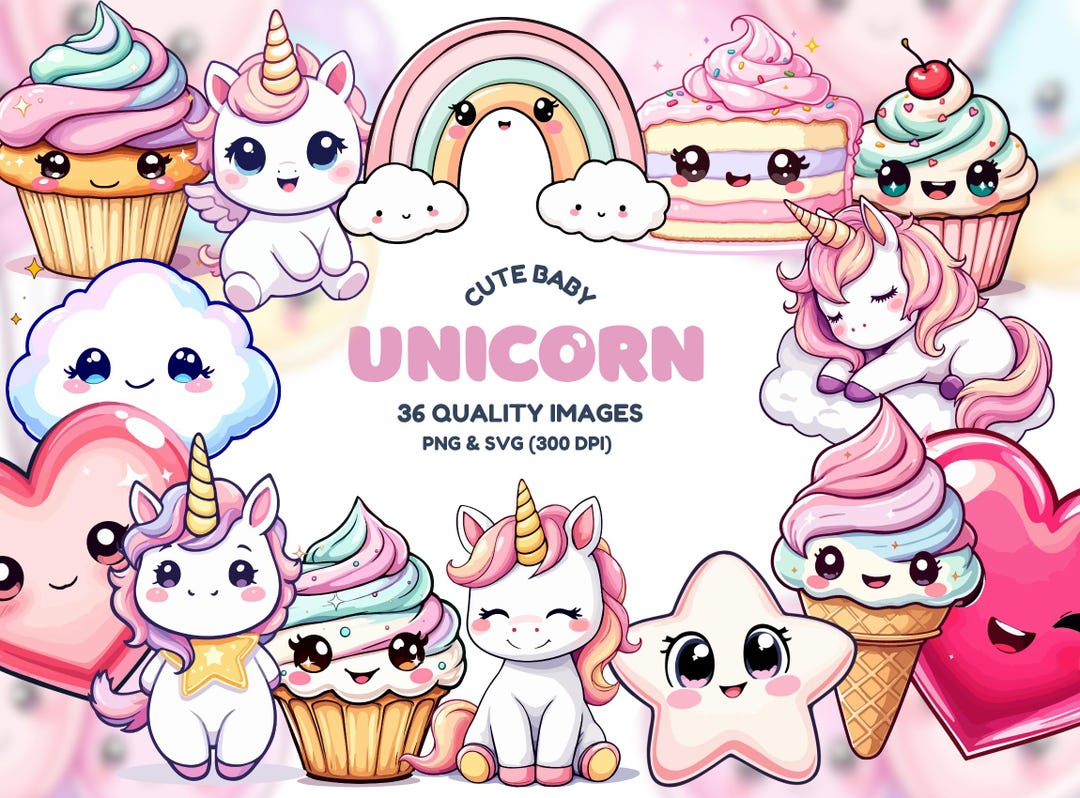 Cuteunicorn Clipart - Kawaii Cute Unicorn PNG, Kawaii Cute Unicorn SVG ...