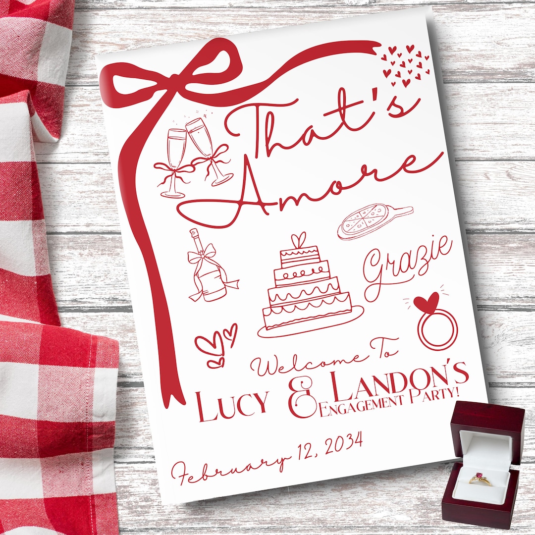 Thats Amore Italian Engagement Welcome Sign Rustic Hand Drawn Wedding ...