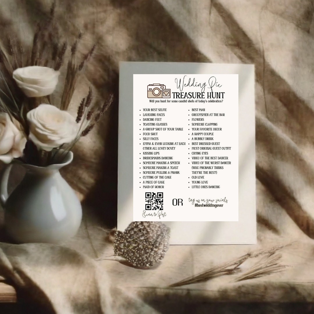 Wedding Reception Scavenger Hunt Photo Treasure Hunt Game Table Sign I ...