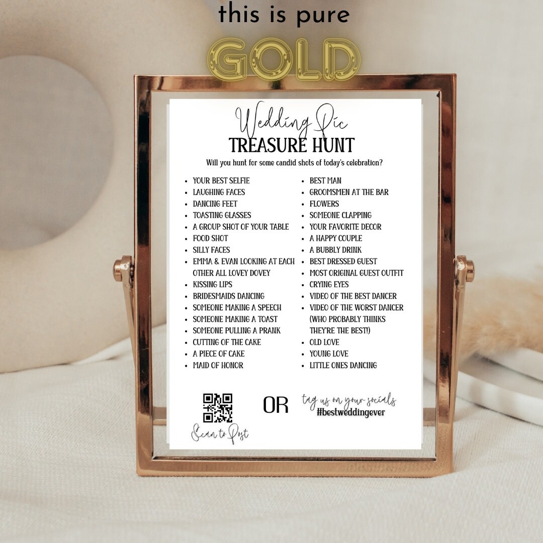 Wedding Reception Scavenger Hunt Photo Treasure Hunt Game Table Sign I ...