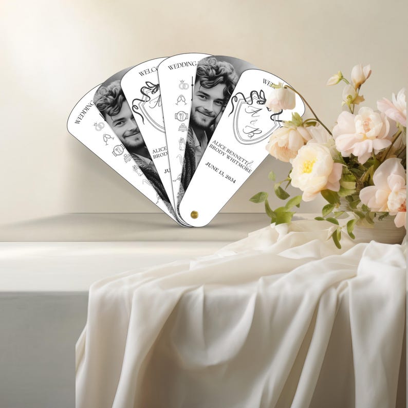 Editable Petal Wedding Program Template | Canva Fan Program for Spring ...