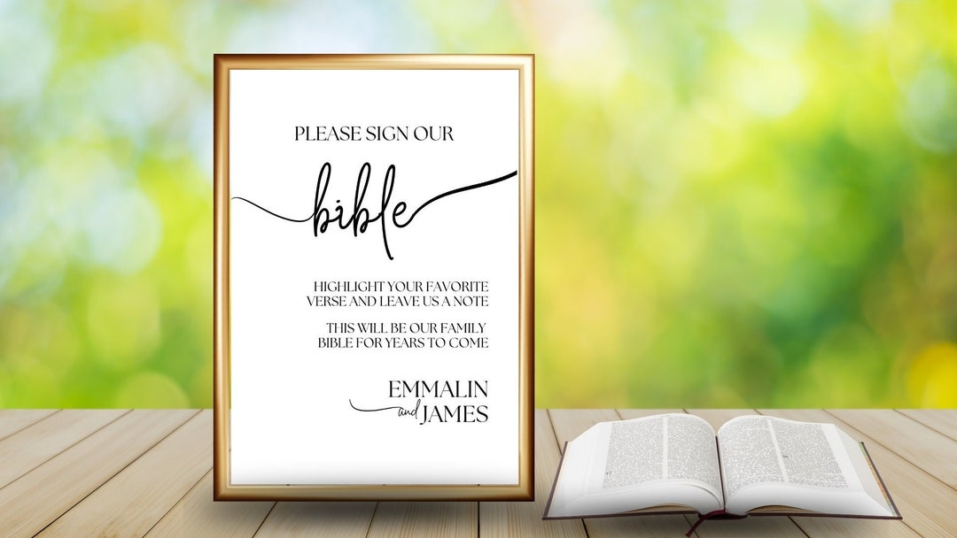 Simple Faith Sign Our Bible Card| Wedding Alternative Guestbook ...