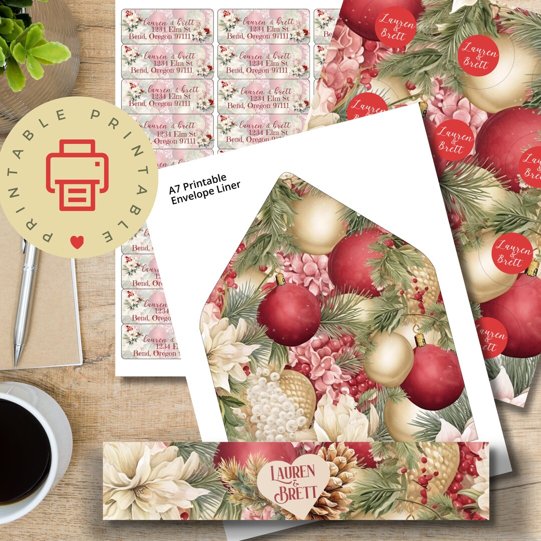 Christmas Wedding Mailing Bundle, Address Labels, Envelope Liner (canva ...