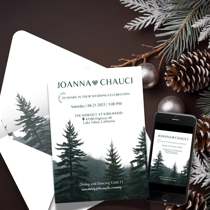 Pine Tree Invitation - Etsy