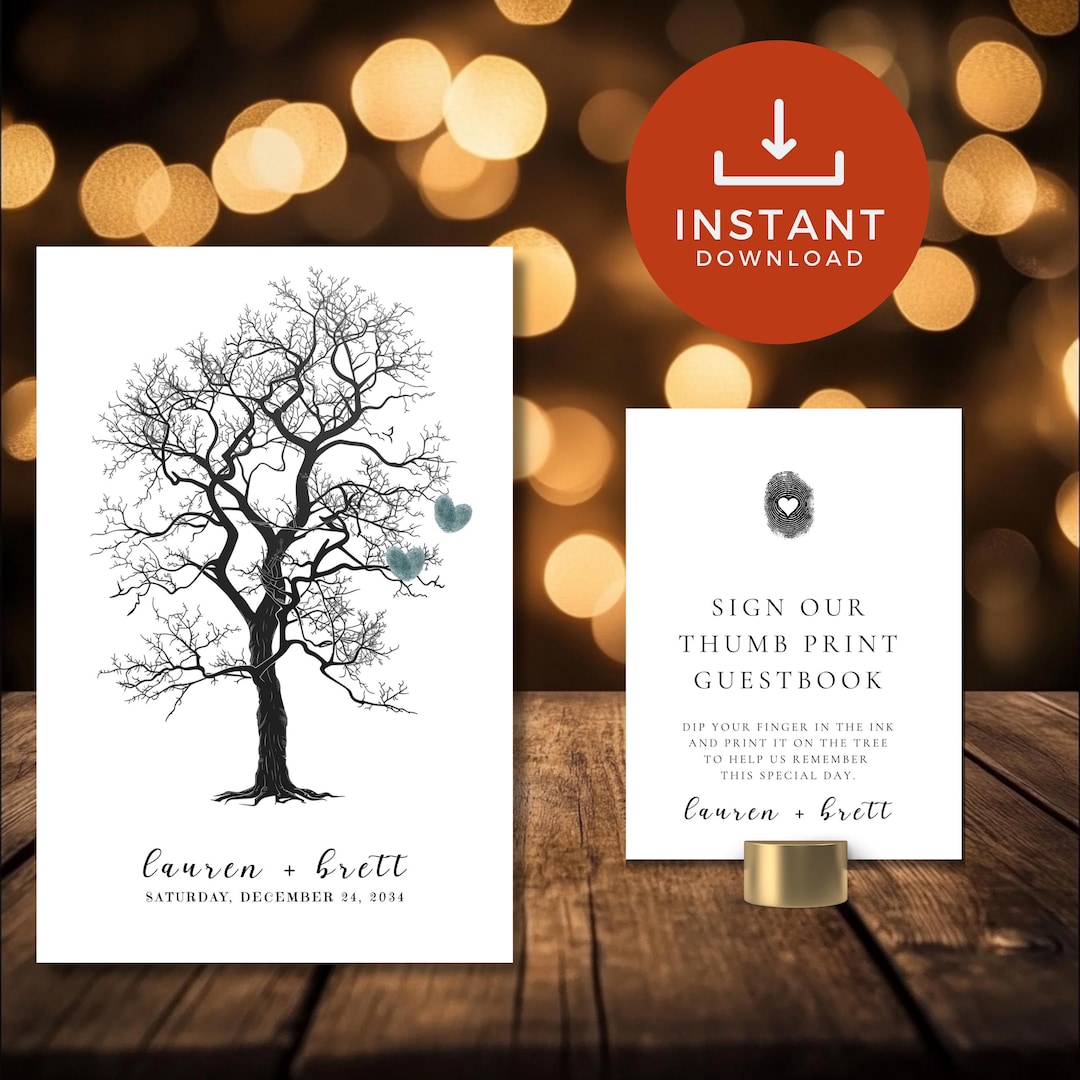Thumbprint Tree Wedding Guest Book Alternative – Custom Fingerprint ...