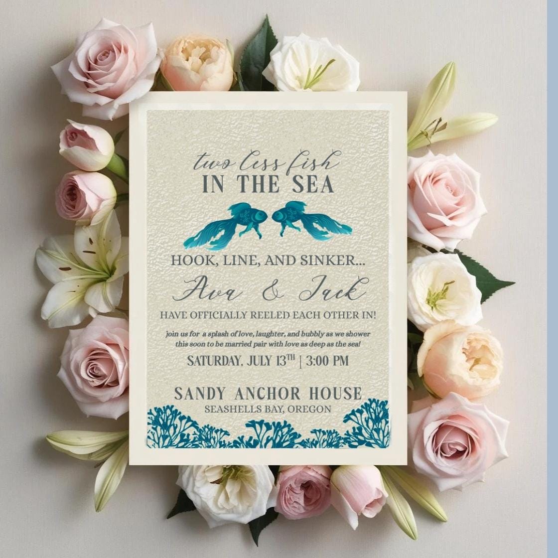 Fishing Theme Bridal Shower Invitation Template Animated Brunch And