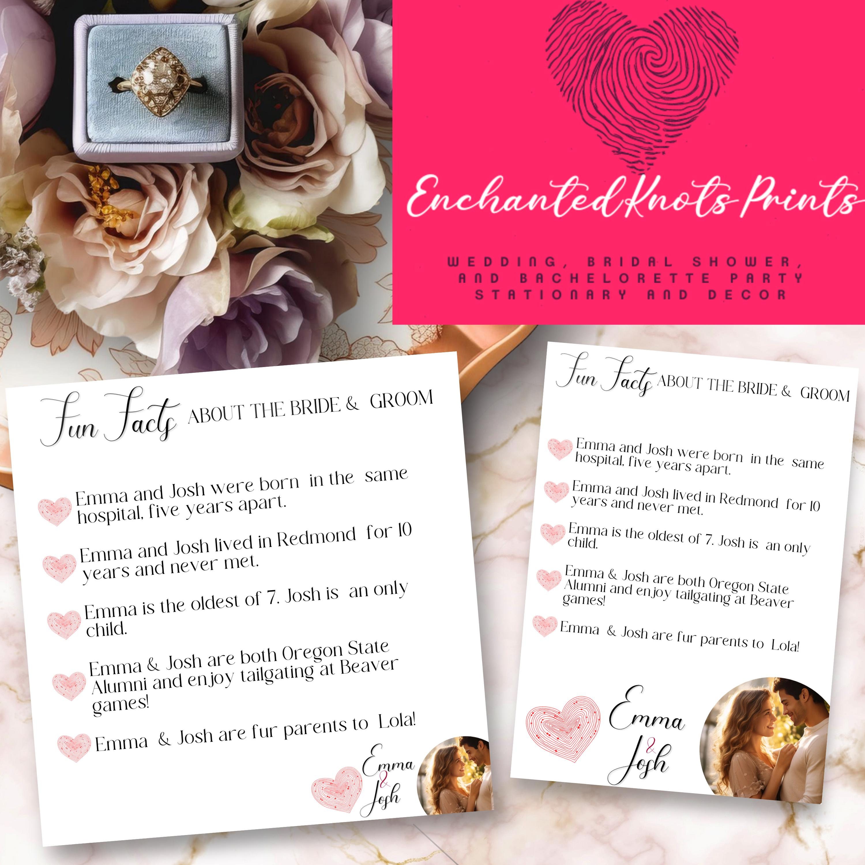 Wedding Fun Facts Card, Minimalist Trivia Game (canva Template) - Etsy