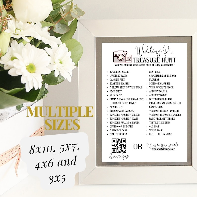Wedding Photo Scavenger Hunt Game, Reception Table Sign - Etsy