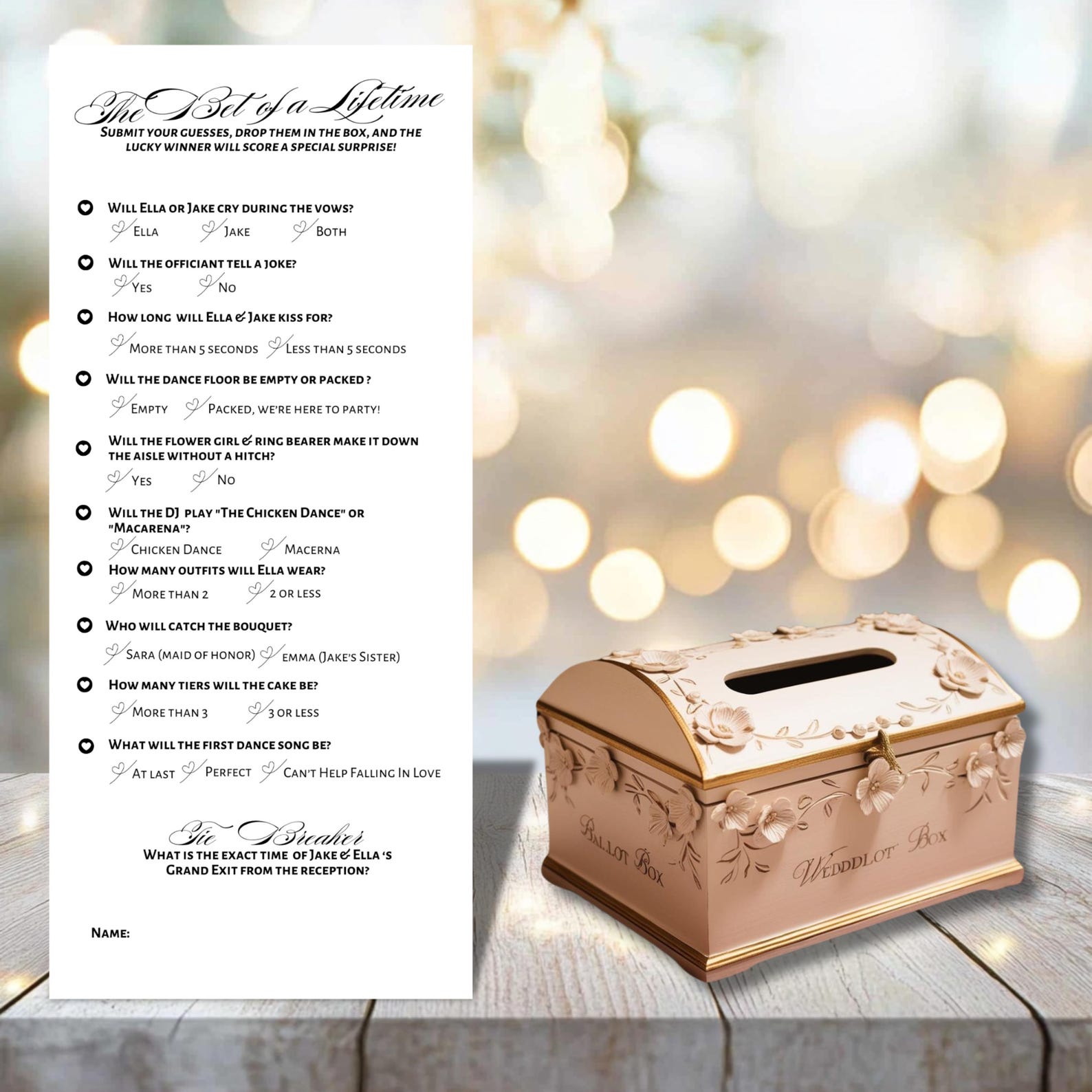 Bets of a Lifetime - Unique Wedding Game - Personalized Wedding Decor ...