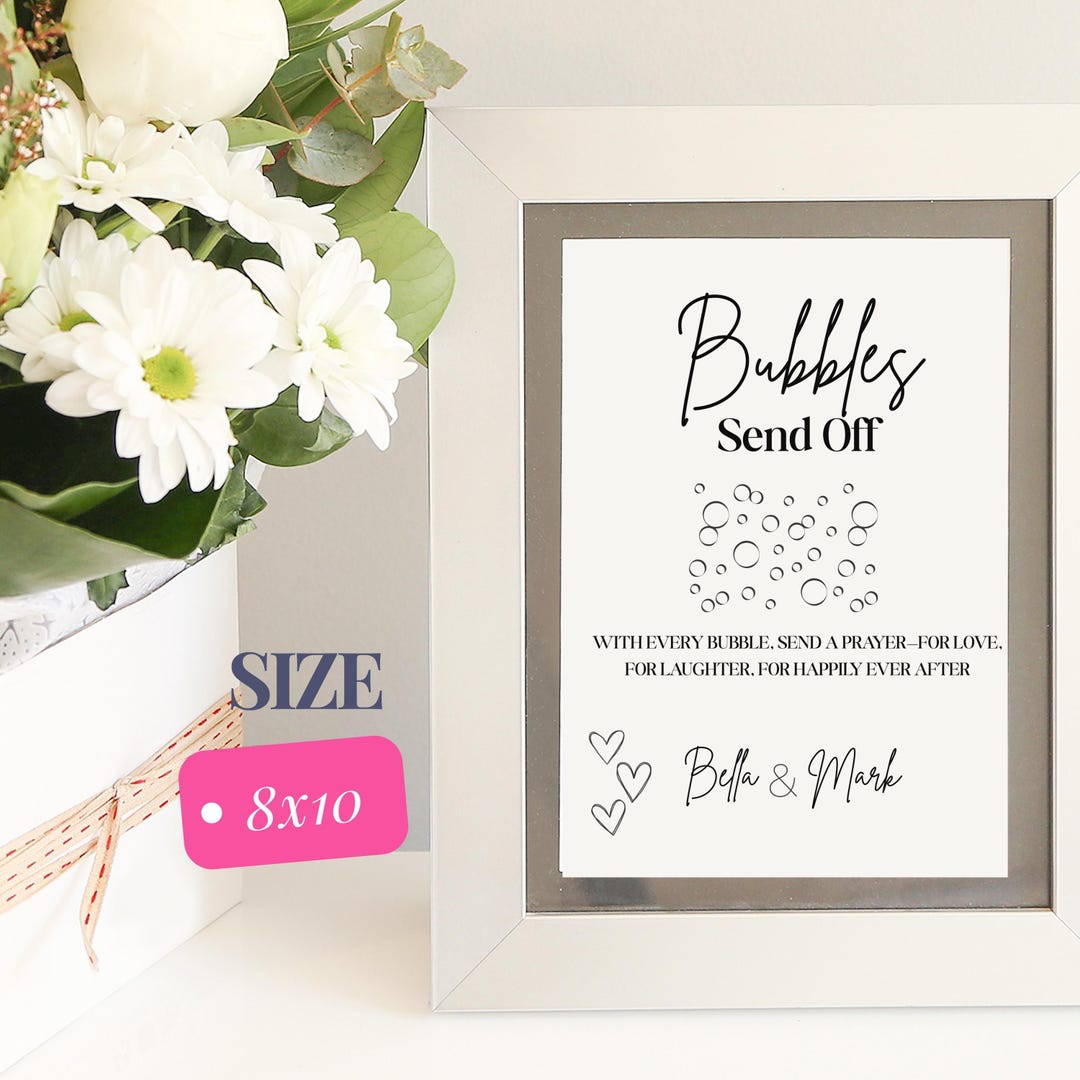 Bubbles Send off Wedding Sign Template | Editable Canva Bubble Exit ...