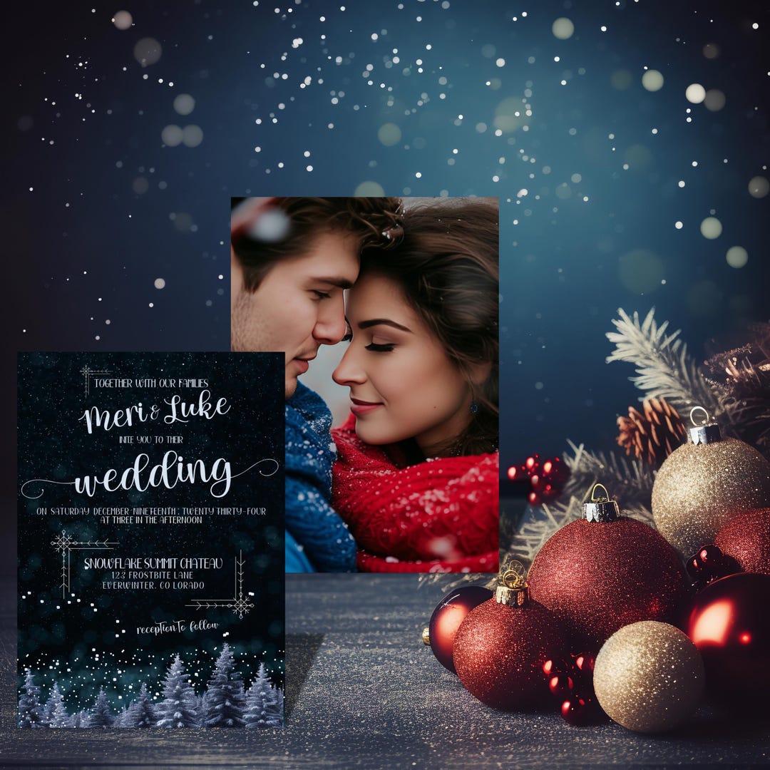 Winter Wonderland Wedding Invitation - Customizable Canva Template With ...