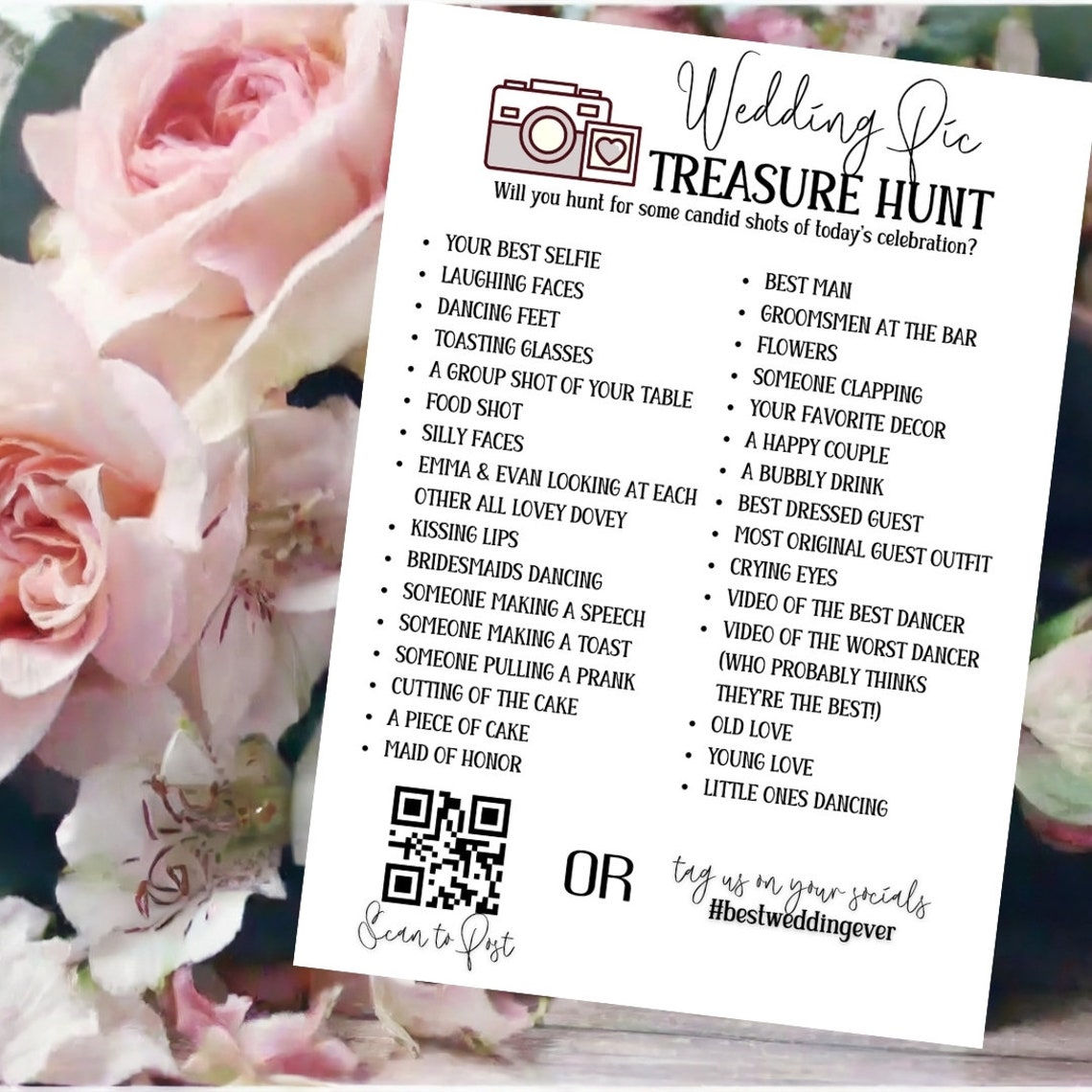 Wedding Reception Scavenger Hunt Photo Treasure Hunt Game Table Sign I ...