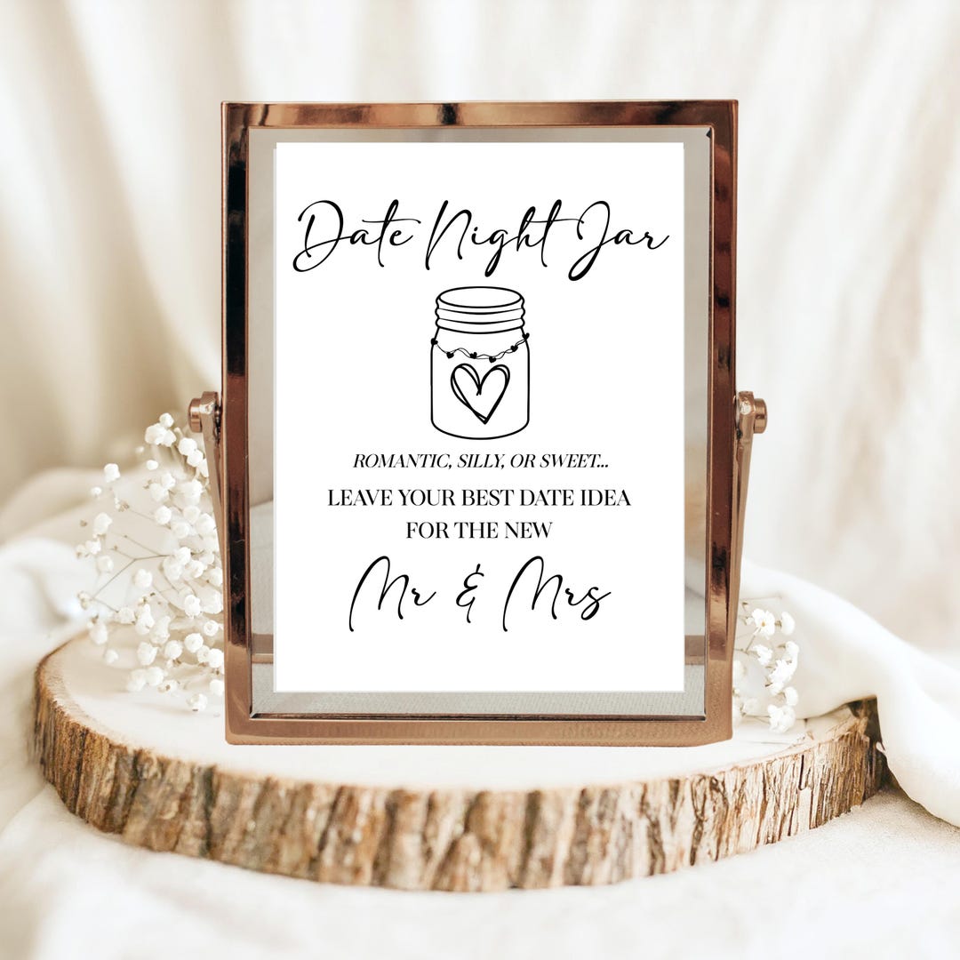 Date Night Jar Sign | Printable Wedding Activity, Editable Canva ...