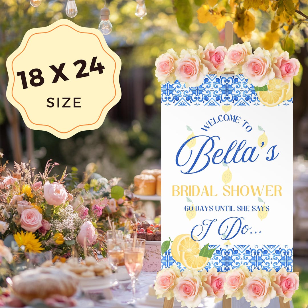 Italian Theme Bridal Shower, Tuscan Style Welcome Sign, Editable Floral ...