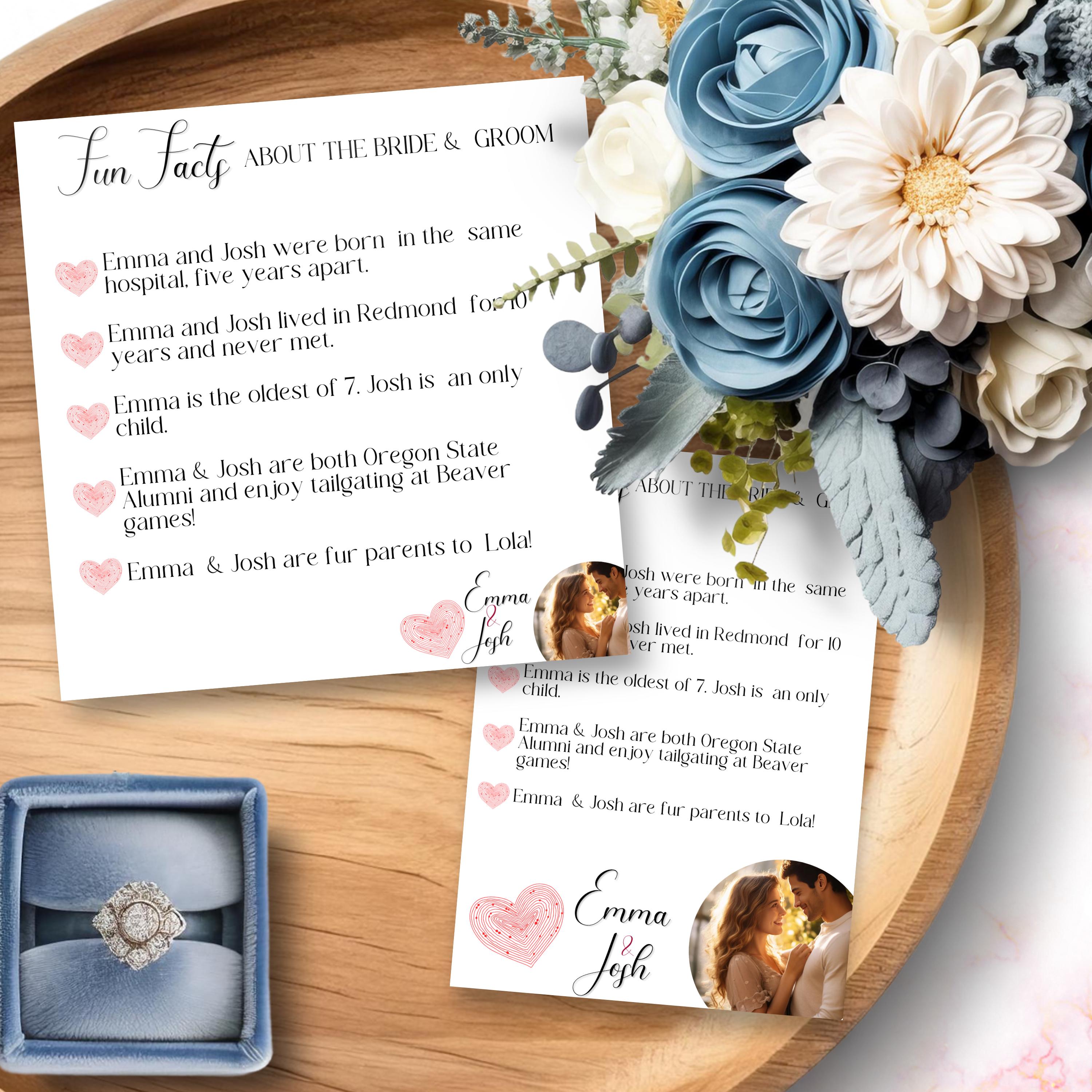 Wedding Fun Facts Card, Minimalist Trivia Game (canva Template) - Etsy