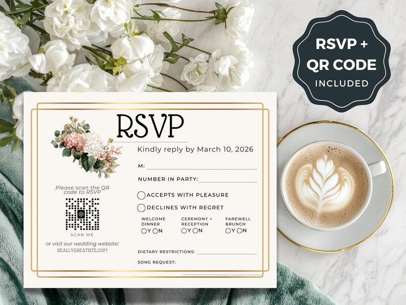 Garden Editorial Wedding Invitation Suite Template | Editable Canva ...