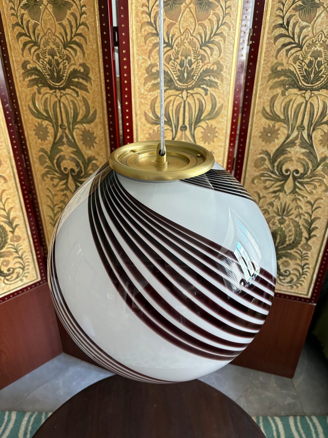 Hand Blown Glass Globe Pendant Lights D35 Cm in Toffee Candy Shape With ...