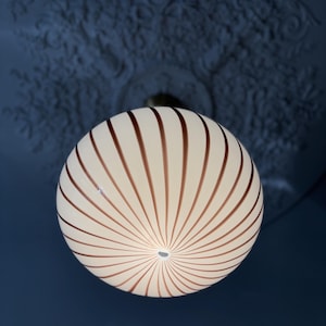 Hand Blown Glass Oblate Spheroid Pendant Light With Brass Fittings, 15. ...