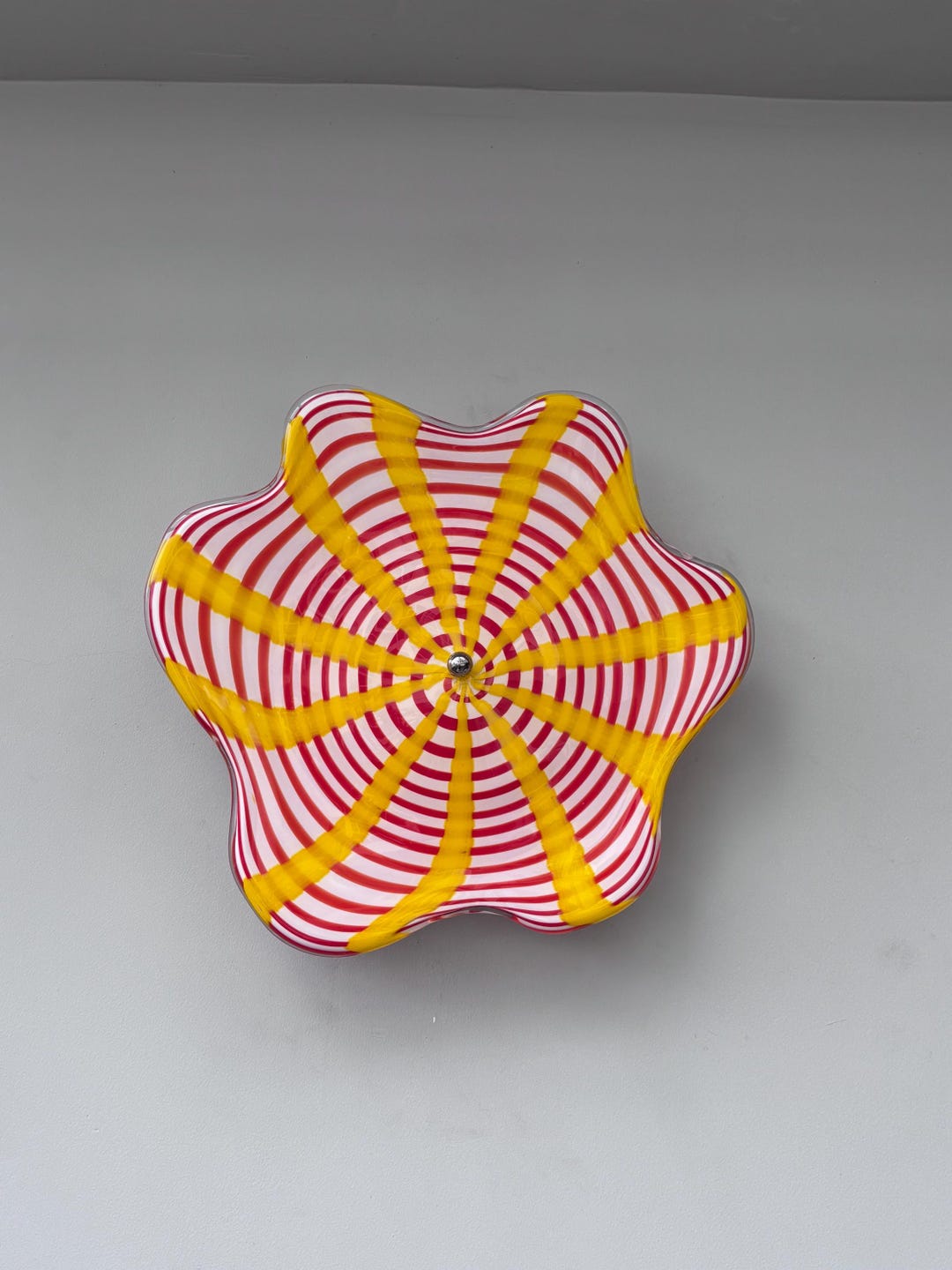 Hand Blown Glass Wall Sconce: Striped Art Glass Disk With LED - Etsy