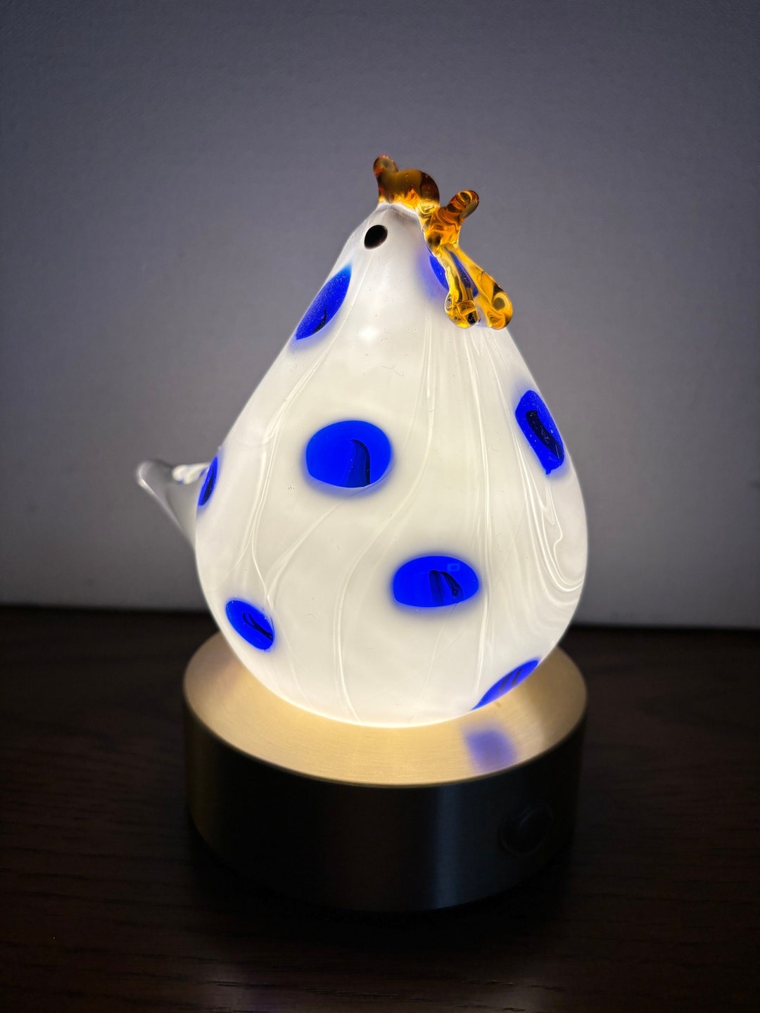 Hand Blown Glass Hen Night Light: Whimsical Vintage Table Lamp - Etsy