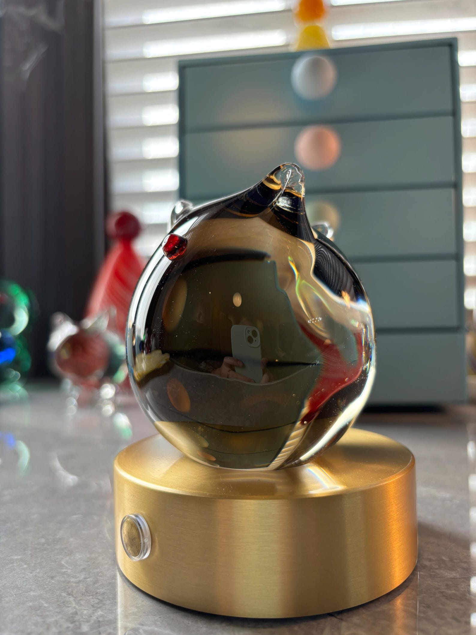 Whimsical Hand Blown Kid Room Glass Night Light-cute Fatty Kitty-touch ...