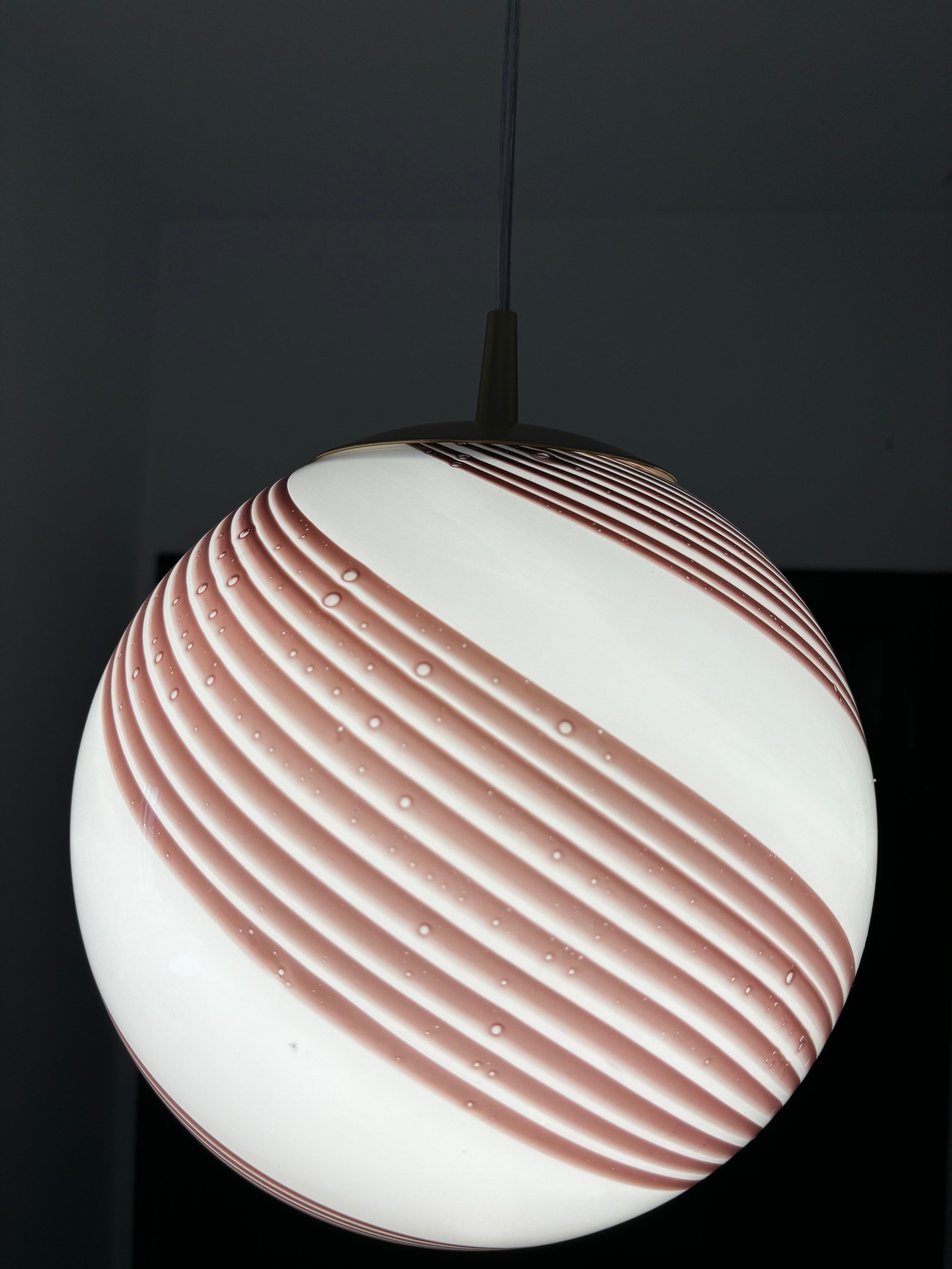 Hand Blown Glass Globe Pendant Light: Black Swirl Ceiling Chandelier (9 ...