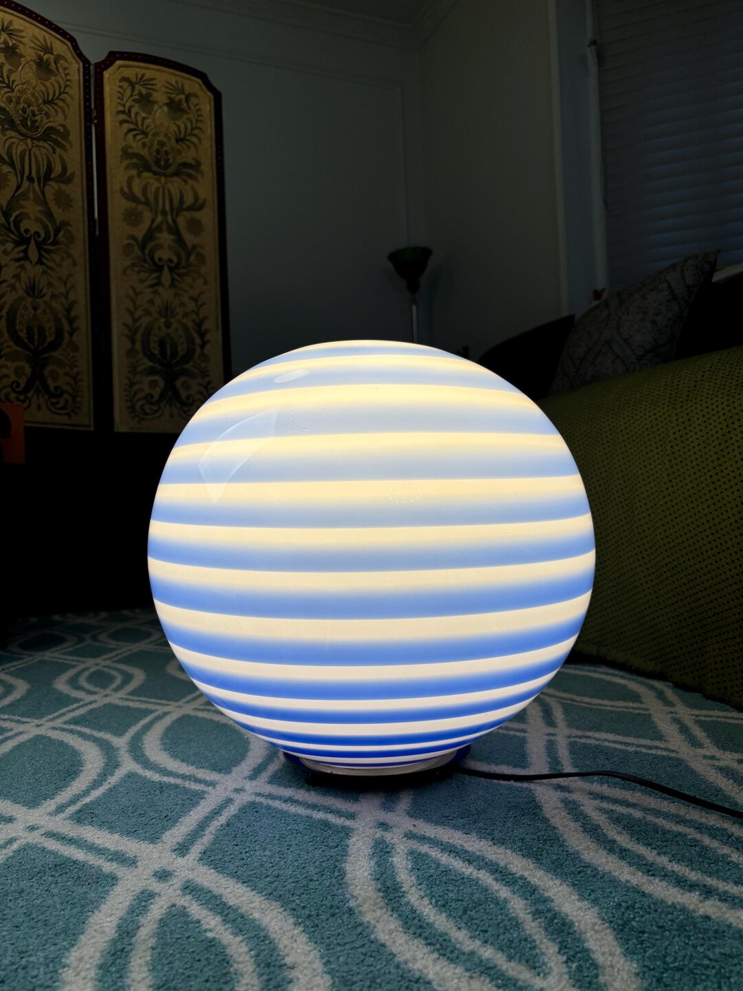 Hand Blown Living Room Large Glass Globe Floor Lamp - Glass Globe ...