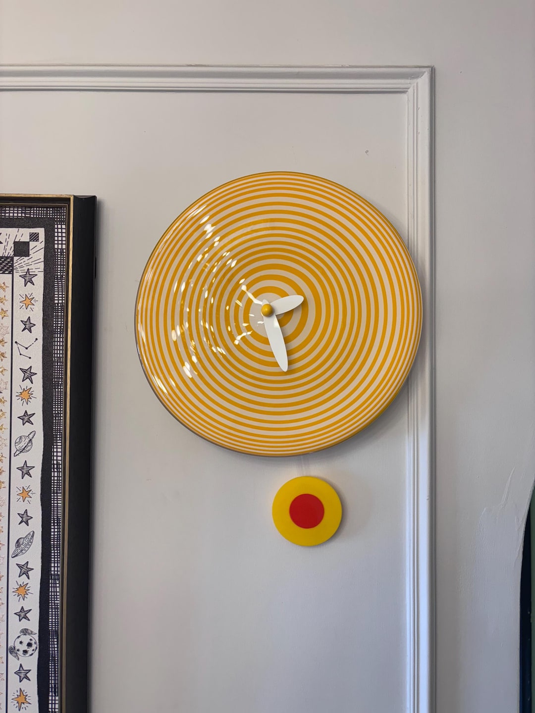 Hand Blown Light Orange Glass Round Wall Clock: Whimsical Swinging ...