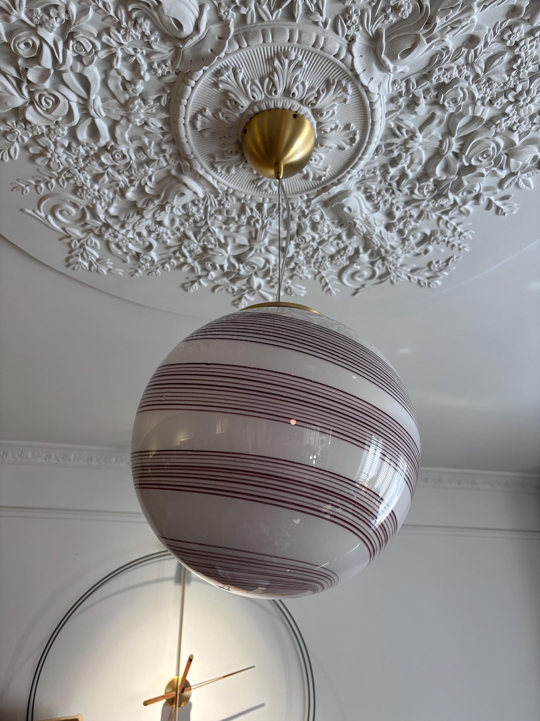 Hand Blown Glass Globe Pendant Light: Toffee Candy Swirl, D35 Cm - Etsy