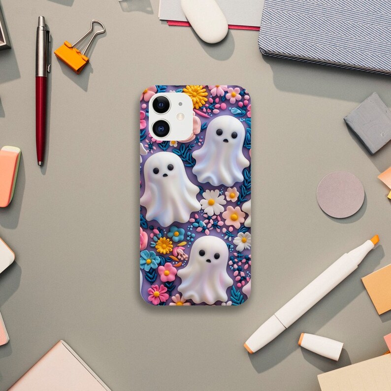 3D PRINTED, 3D Spooky Ghosts Floral Phone Case, Ghost Slim Phone Case ...