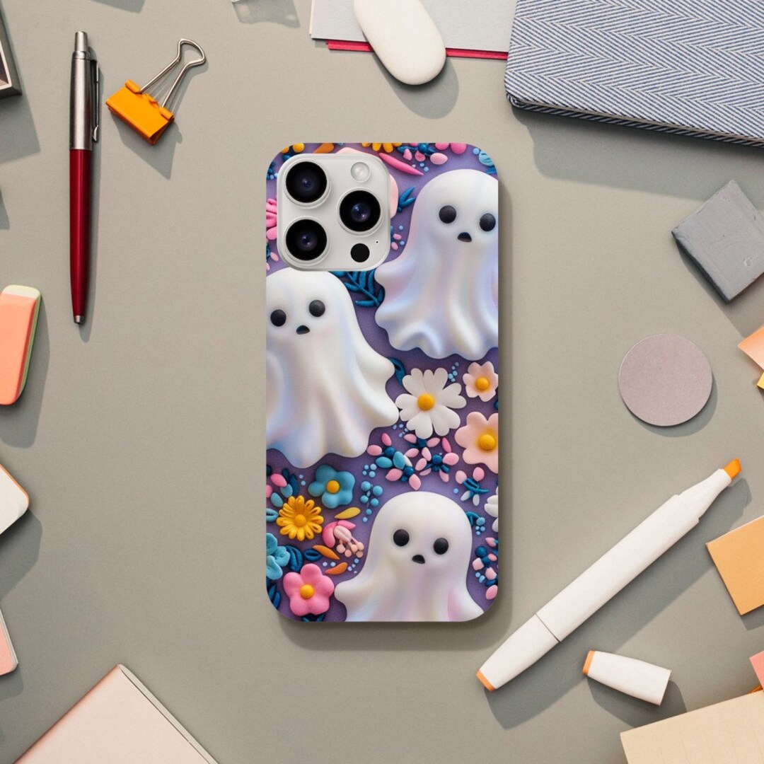 3D PRINTED, 3D Spooky Ghosts Floral Phone Case, Ghost Slim Phone Case ...