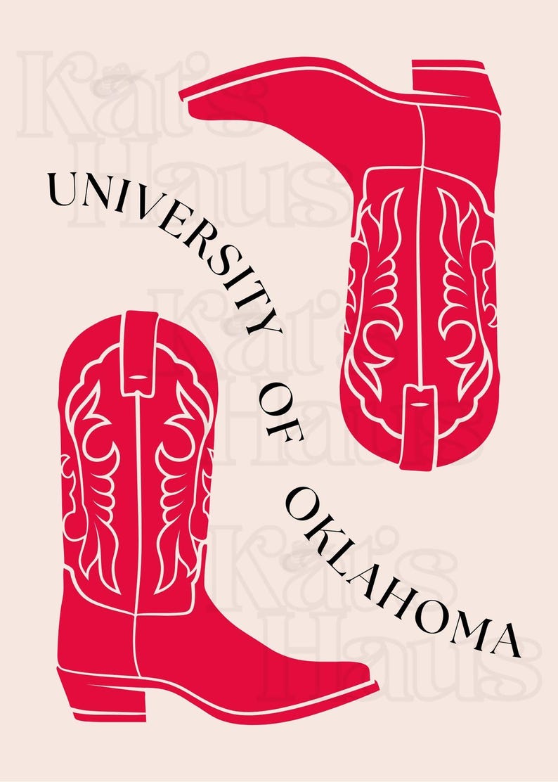 University of Oklahoma - Boot Print - Etsy