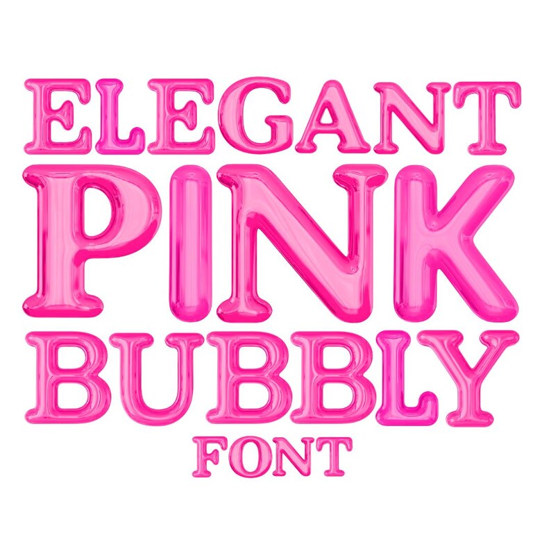 3D Pink Bubbly Alphabet Letters Elegant Pink Clipart PNG Bundle Doodle ...