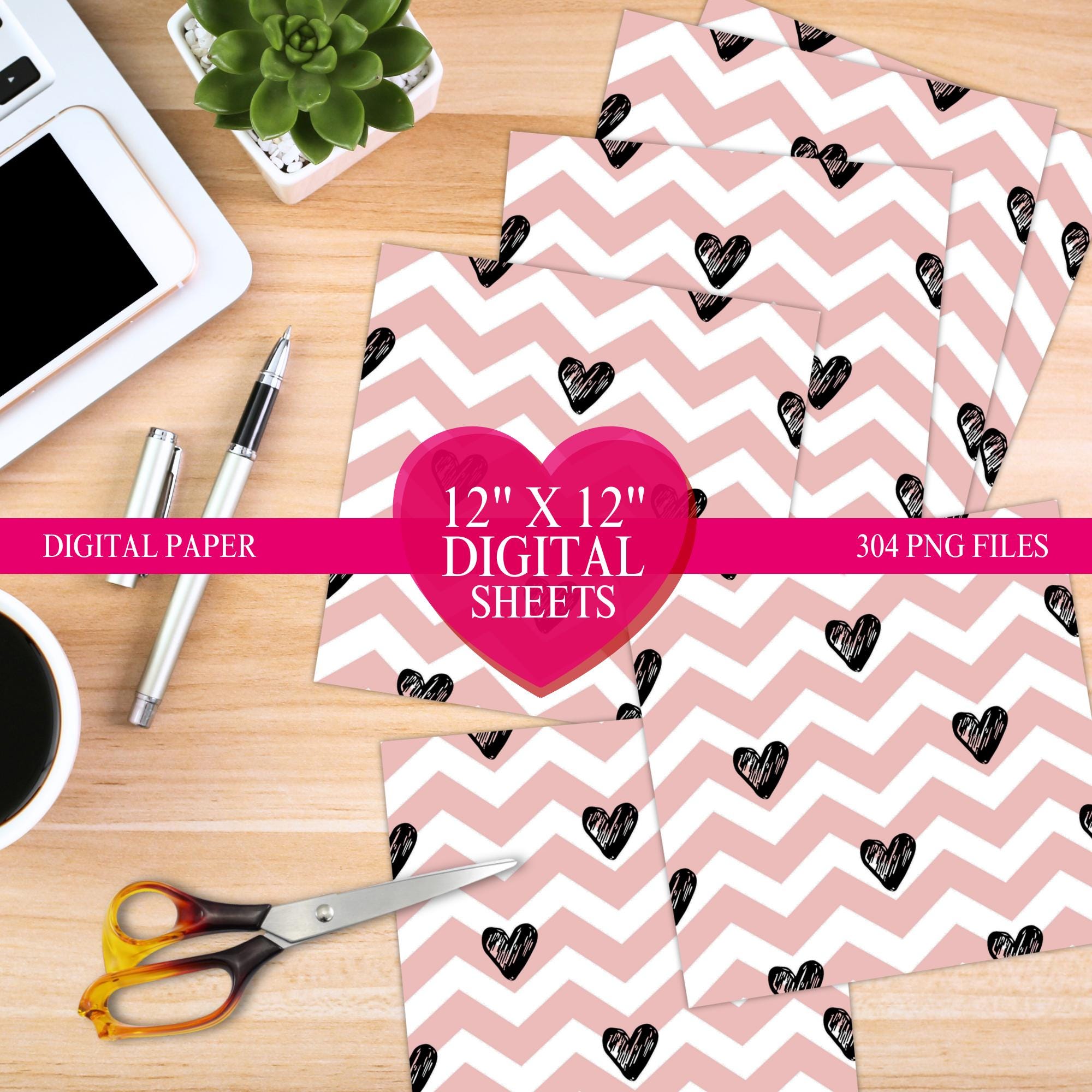 304 Love Valentines Day Theme Digital Papers Seamless Scrapbooking Red ...