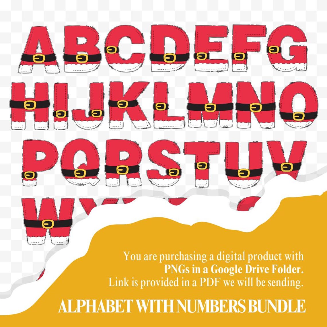 Merry Christmas Alphabet Santa PNG Holiday Xmas Bundle Alphabet Letters ...