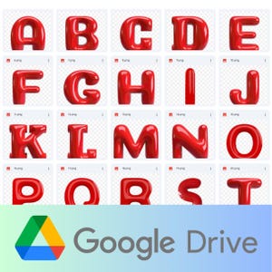 Assorted Red 3D Bubbly Balloon Letters Clipart PNG Alphabet Bundle ...